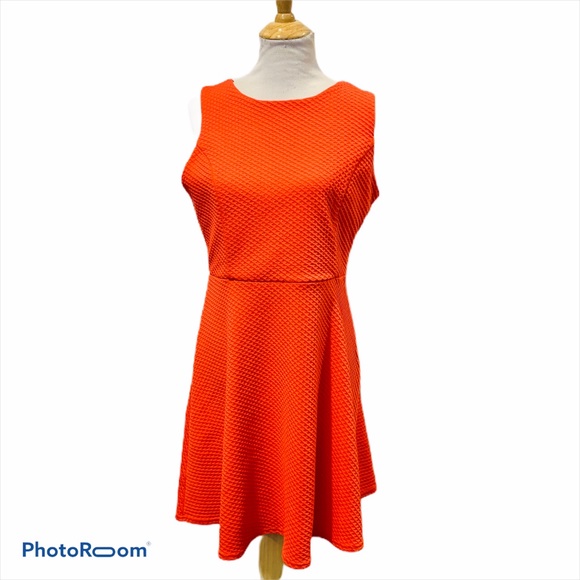 Esley | Dresses | Esley Orange Red Back Cut Out Fit Flare Dress | Poshmark